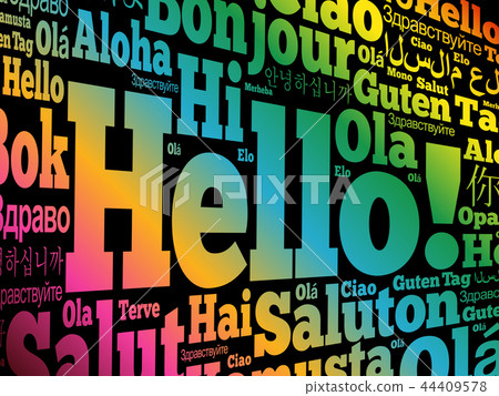 Hello word cloud in different languages - Stock Illustration [44409578 ...