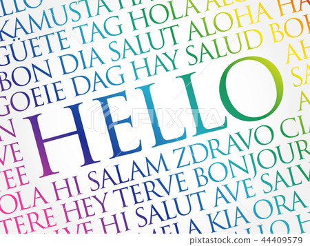 Hello word cloud in different languages - Stock Illustration [44409579 ...