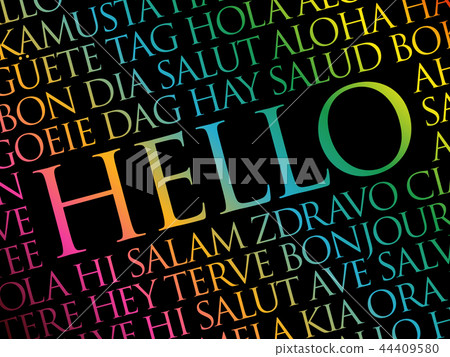 Hello word cloud in different languages - Stock Illustration [44409580 ...