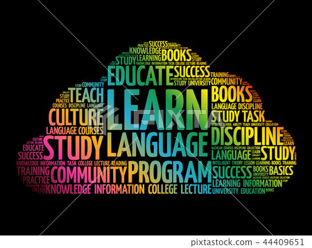 LEARN LANGUAGE word cloud collage - Stock Illustration [44409651] - PIXTA