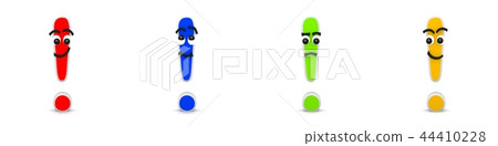 3D Rendering of four funny exclamation marks - Stock Illustration ...