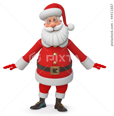 3d illustration Cheerful Santa Claus with gift - Stock Illustration ...