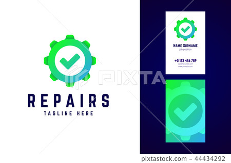 Repair logo and business card template. Gear... - Stock Illustration ...