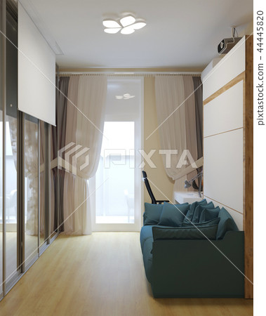 3d rendering of small interior room with projector - Stock Illustration ...
