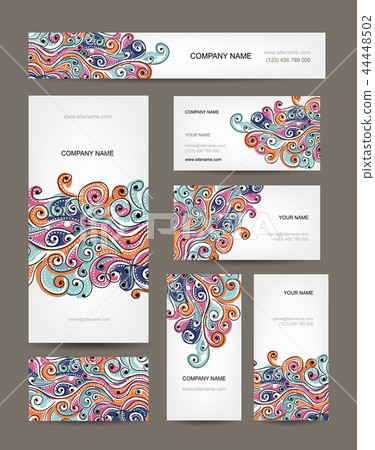 Business cards collection, abstract waves design - Stock Illustration ...