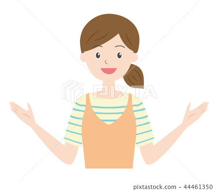 Illustration of a woman who opens both hands - Stock Illustration ...