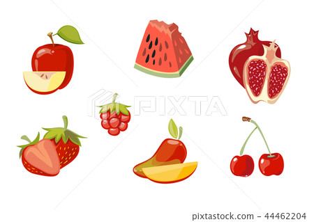 Vector red fruits collection isolated over white - Stock Illustration ...