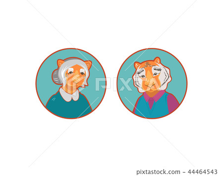 Vector cute old tiger and tigress characters - Stock Illustration ...