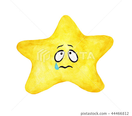 Hand painted watercolor of yellow star crying face - Stock Illustration ...