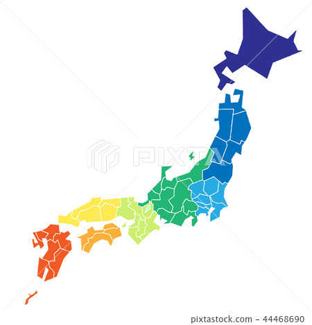 Map of Japan color-coded into eight - Stock Illustration [44468690] - PIXTA
