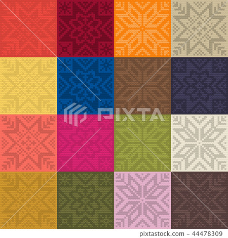 Trendy color seamless pattern by knitted patches - Stock Illustration ...