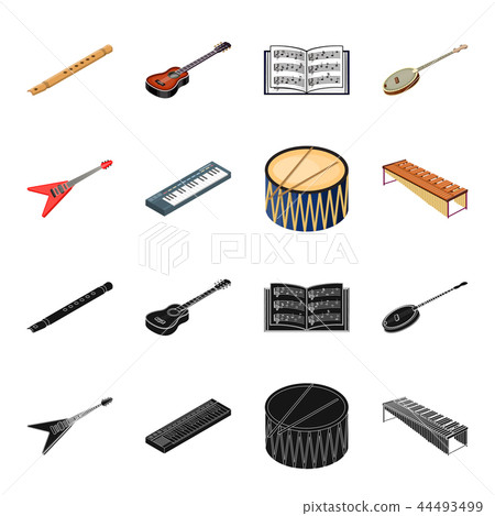 Musical instrument black,cartoon icons in set... - Stock Illustration ...