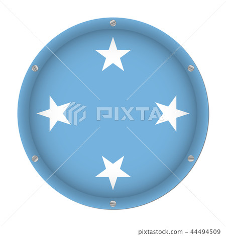 round metallic flag of Micronesia with screws - Stock Illustration ...