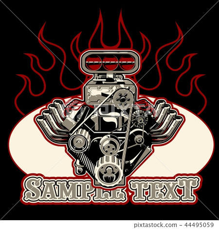 Vector Cartoon Turbo Engine isolated in black back - Stock Illustration ...