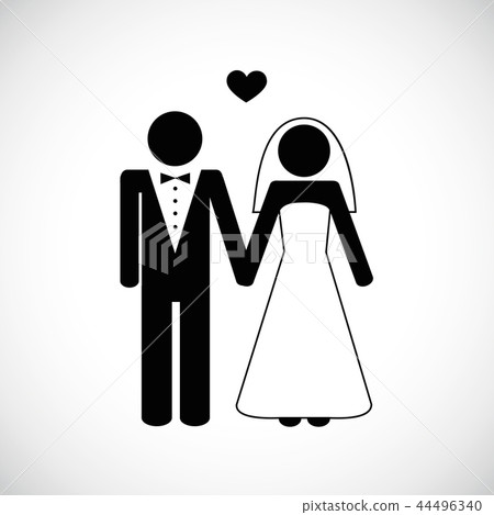 wedding couple pictogram on white background - Stock Illustration ...