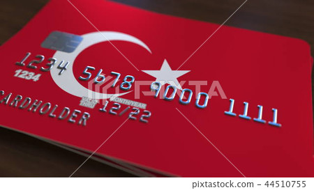 Plastic bank card featuring flag of Turkey.... - Stock Illustration ...