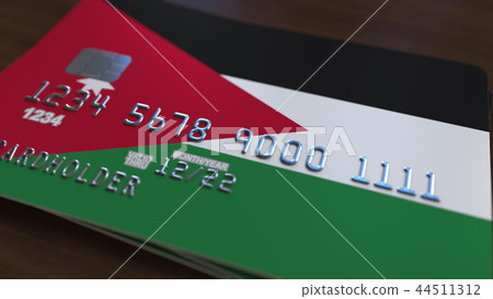 Plastic bank card featuring flag of Jordan.... - Stock Illustration ...