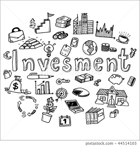 Hand draw investment doodles icons set - Stock Illustration [44514103 ...