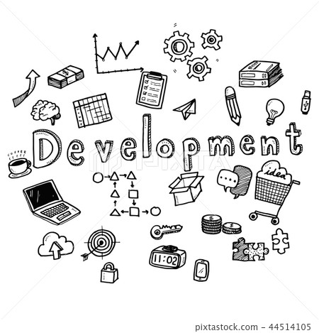 Hand draw development doodles icons set - Stock Illustration [44514105 ...