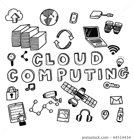 Hand draw cloud computing doodles icon set-插圖素材 [44514434] - PIXTA圖庫