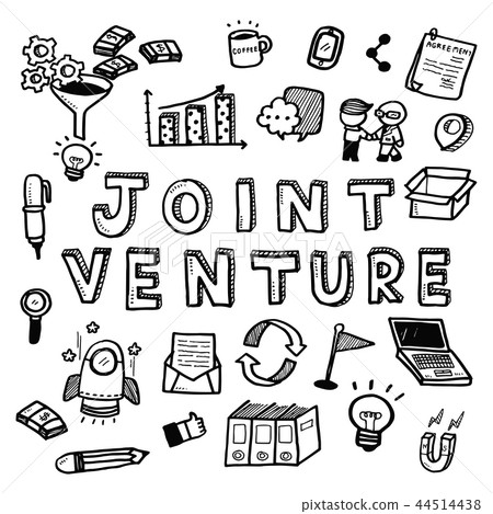 Hand draw business doodles joint venture icon set - Stock Illustration ...