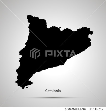 Catalonia country map, simple black silhouette - Stock Illustration ...