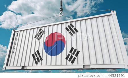 Cargo container with flag of South Korea.... - Stock Illustration ...