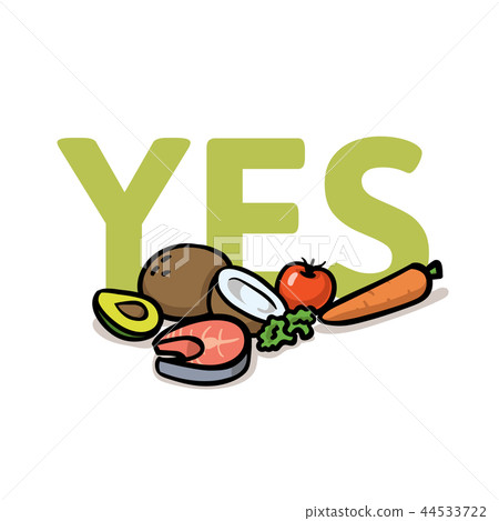 Say Yes to healthy lifestyle. Healthy food... - Stock Illustration ...