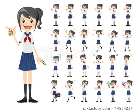 Female student expression / gesture set - Stock Illustration [44534234 ...