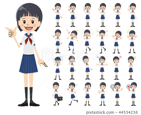 Female student expression / gesture set - Stock Illustration [44534238 ...
