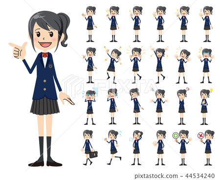 Female student expression / gesture set - Stock Illustration [44534240 ...