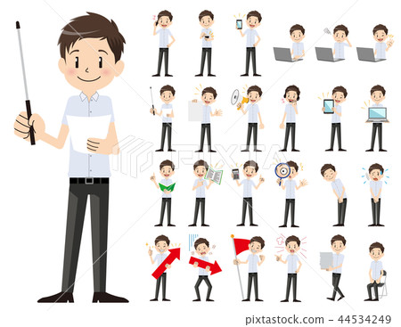 Boy student explanation, commentary set - Stock Illustration [44534249 ...