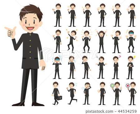 Male student expression / gesture set - Stock Illustration [44534259 ...