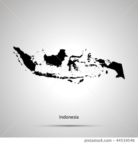 Indonesia country map, simple black silhouette - Stock Illustration ...