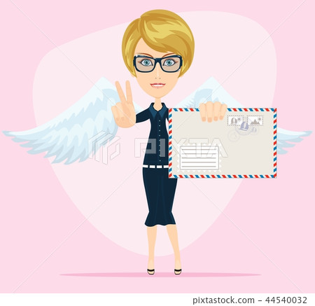Gorgeous young woman as love angel with love... - Stock Illustration ...