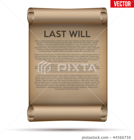 Old Scrolled Paper with last will and testament - Stock Illustration ...