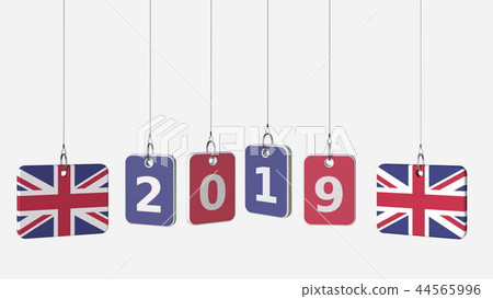 Tags featuring flags of BRITAIN and 2019 text.... - Stock Illustration ...
