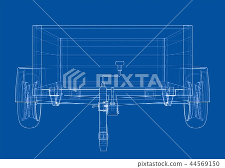 Open trailer sketch. Vector - Stock Illustration [44569150] - PIXTA
