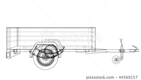 Open trailer sketch. Vector - Stock Illustration [44569157] - PIXTA