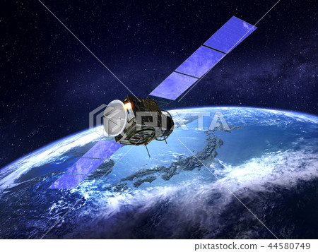 Satellite Earth Japan Japan GPS communication... - Stock Illustration ...