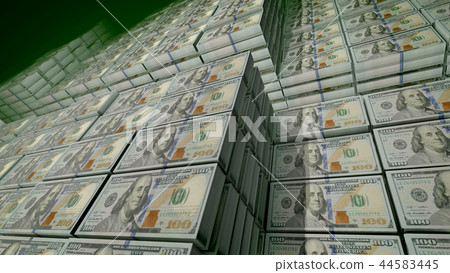 100 dollar banknotes in packs in a bank - Stock Illustration [44583445 ...