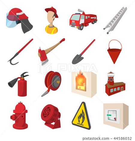 Firefighter cartoon icons set - Stock Illustration [44586032] - PIXTA