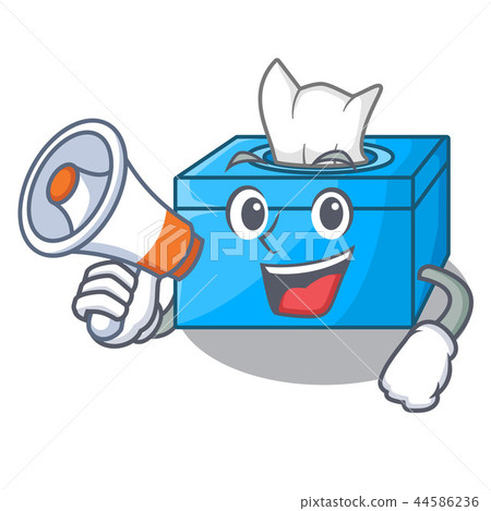 With megaphone character tissue box on wood floors - Stock Illustration ...