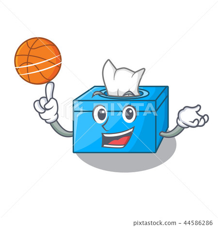 With basketball character tissue box on wood... - Stock Illustration ...