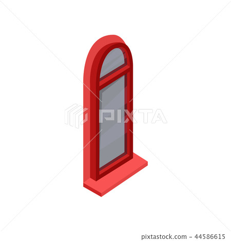 Isometric icon of arched window with bright red... - Stock Illustration ...