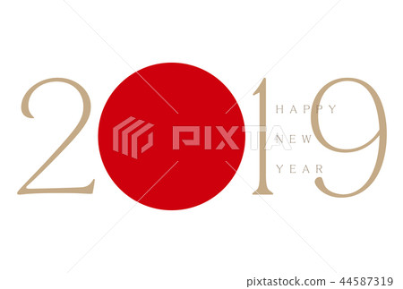 New Year's card 2019 template red - Stock Illustration [44587319] - PIXTA