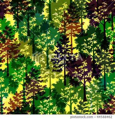 Trees, Seamless Background - Stock Illustration [44588462] - PIXTA
