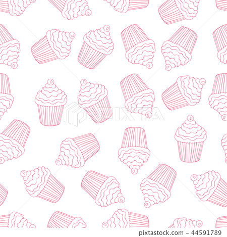 Beautiful yummy cupcake seamless background... - Stock Illustration ...