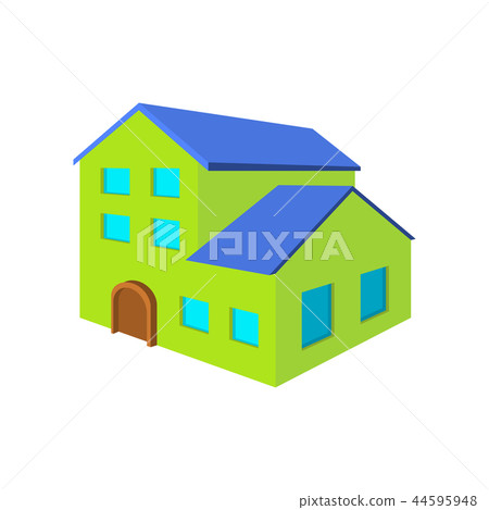Green three-storey house cartoon icon - Stock Illustration [44595948 ...