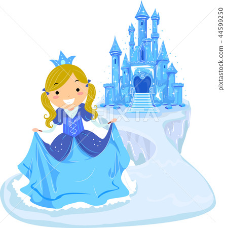 Kid Girl Ice Princess Stickman Castle Illustration-插圖素材 [44599250 ...